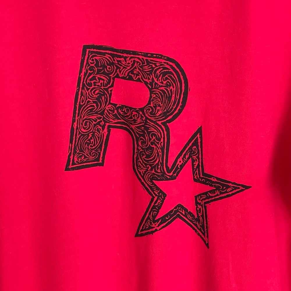New Vintage 1998 Rockstar Games Logo Graphic Red T Sh… - Gem